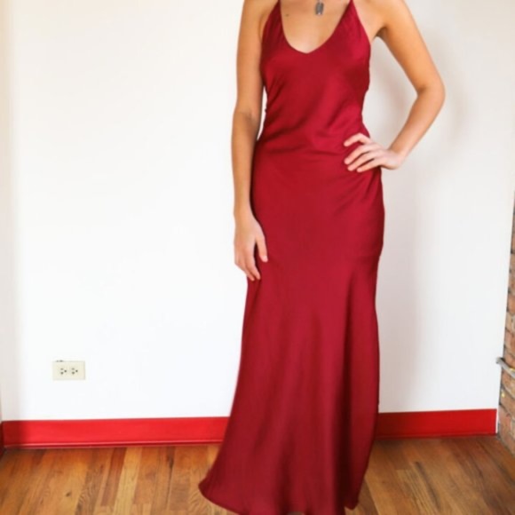 Aakaa | Dresses | Aakaa Maxi Satin Burgundy Dress | Poshmark